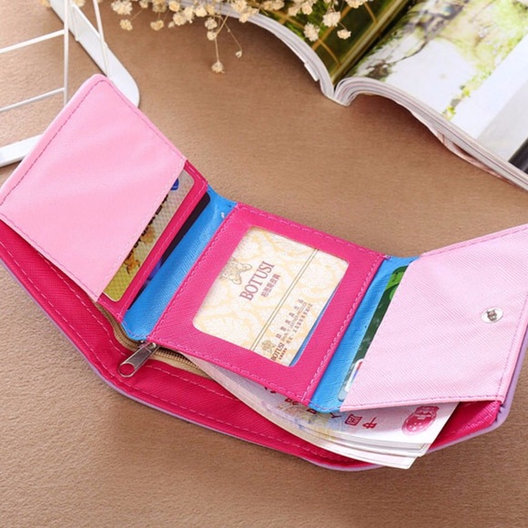 Bags | Vegan Leather Pink Cat Wallet | Poshmark